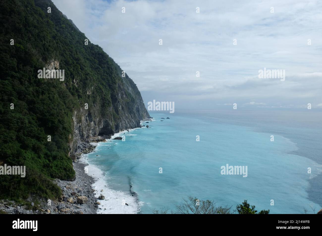 A Beautiful cliff landscape near the Pacific Ocean on the east coast of ...