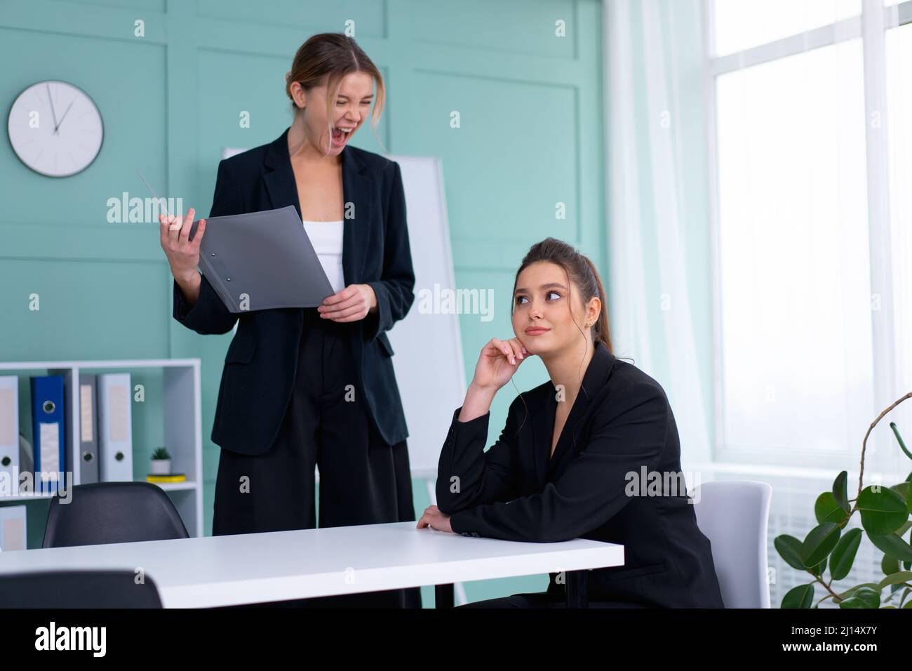 Boss screaming at frustrated employee, bullying and emotional abuse at ...