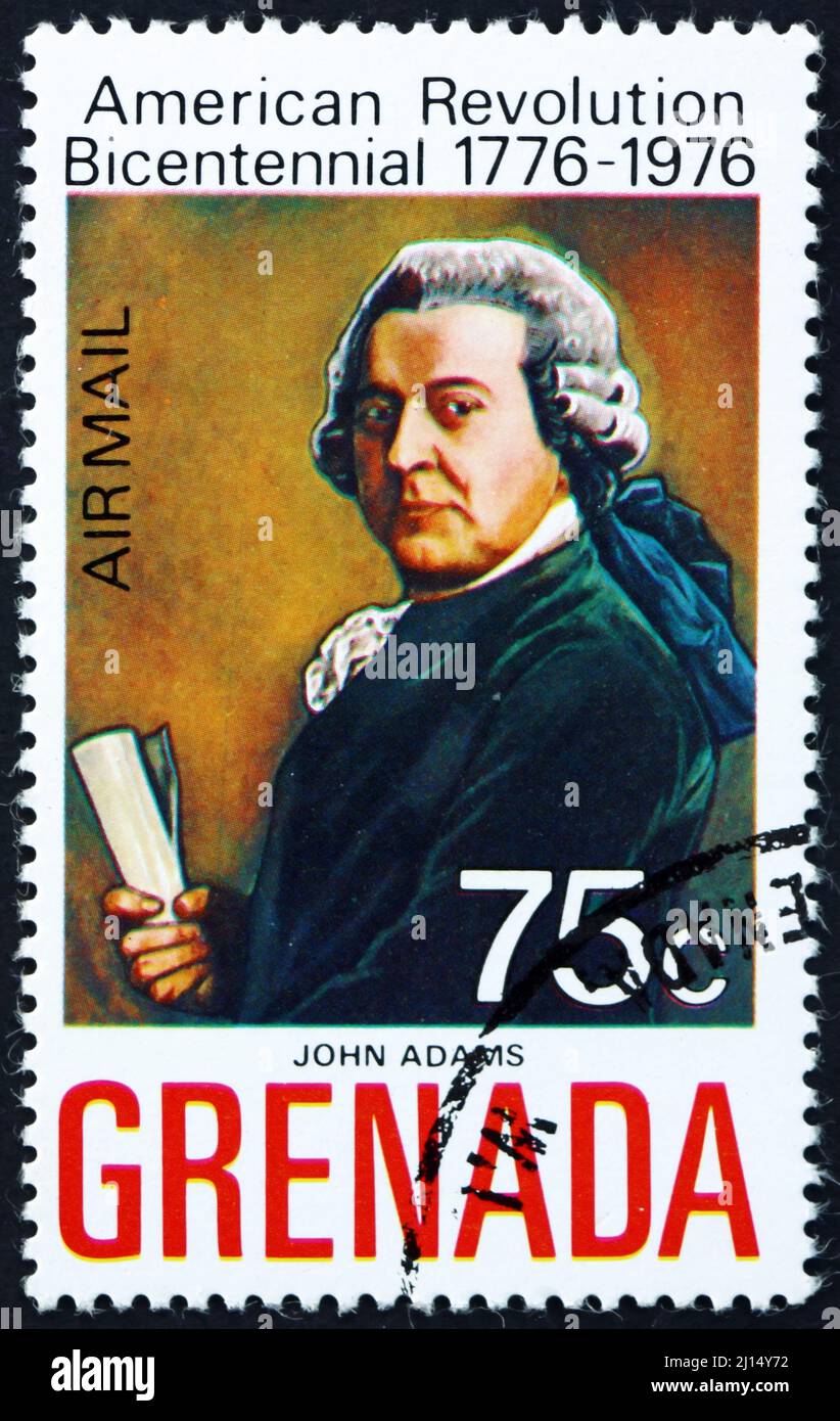 GRENADA - CIRCA 1975: a stamp printed in Grenada shows John Adams, was ...
