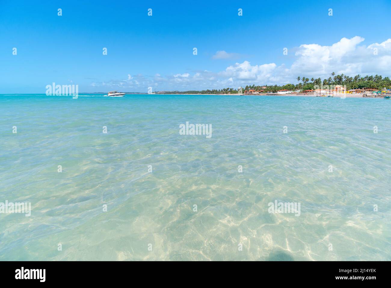 View from the middle of the sea at Moses Path to the Barra Grande beach ...