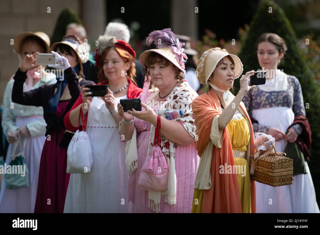 Bath, Somerset, UK. 11th September 2021. Pictured: Ladies take photos ...