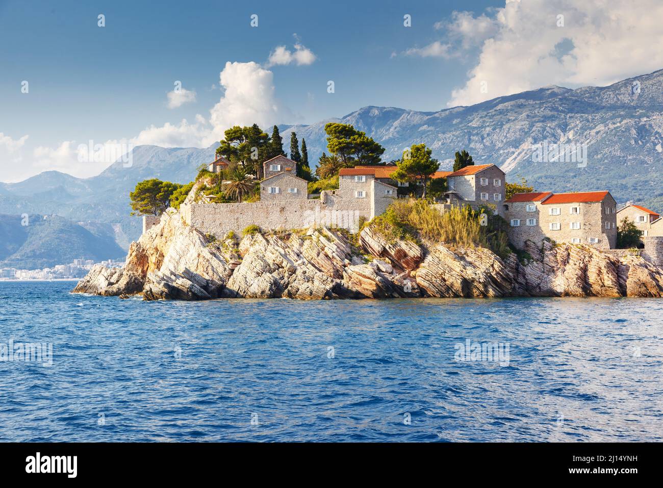 Sveti Stefan, small islet and resort in Montenegro. Balkans, Adriatic ...
