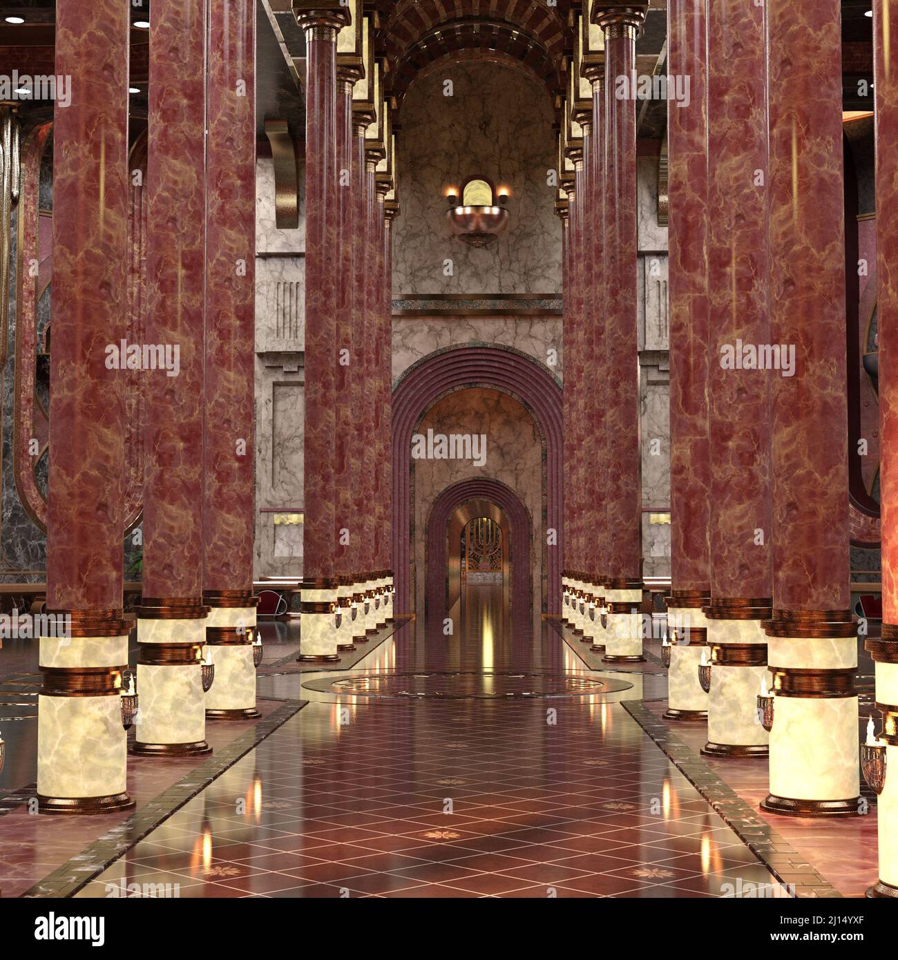 3d render of luxury ornate sunny fantasy magical palace hall Stock ...