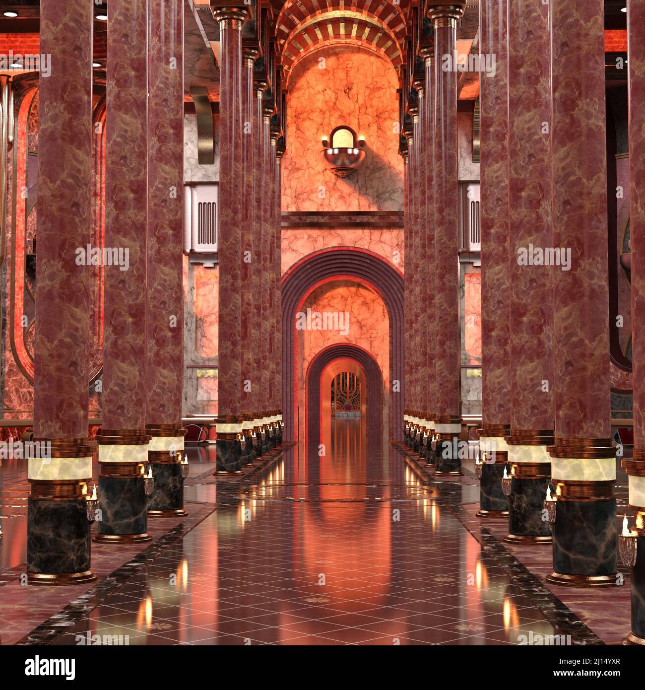 3d render of luxury ornate sunny fantasy magical palace hall Stock ...