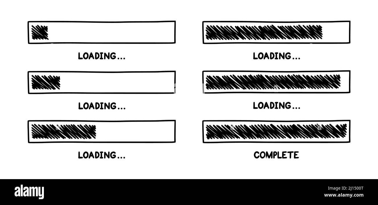Progress loading bar. Infographics design element with status of completion. Hand drawn vector ...