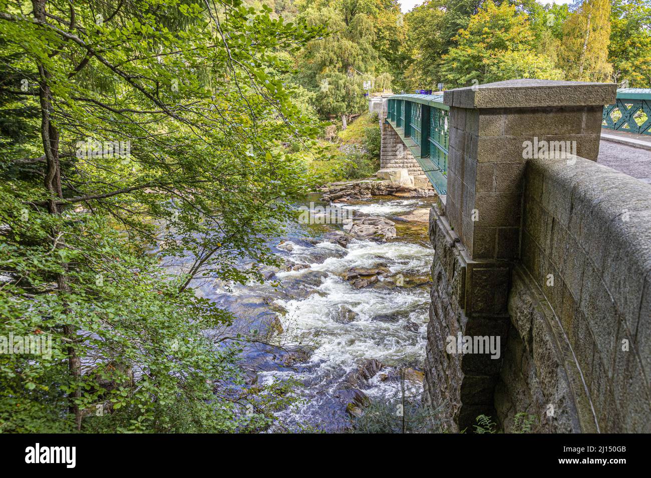 The River Dee flowing under the bridge near the entrance to Balmoral ...