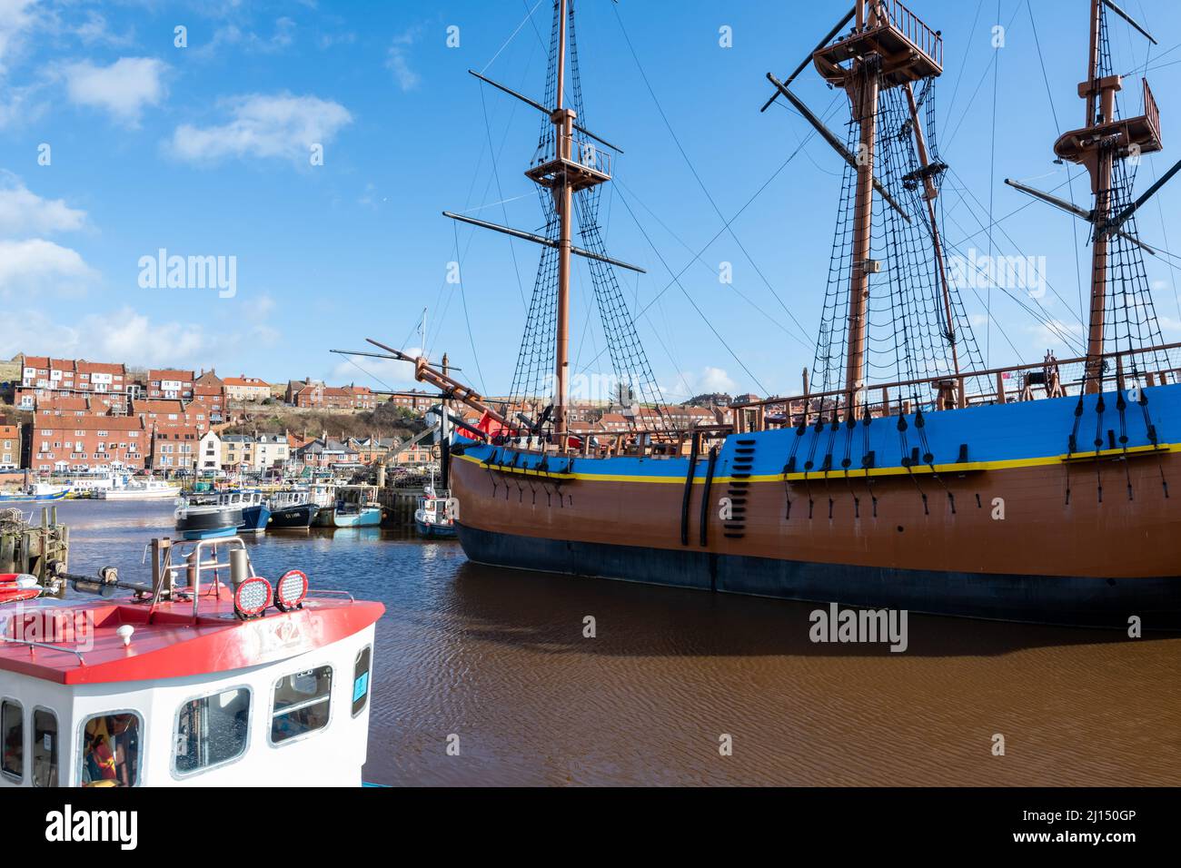 The Endeavour boat at Endeavour Wharf in Whitby Stock Photo - Alamy