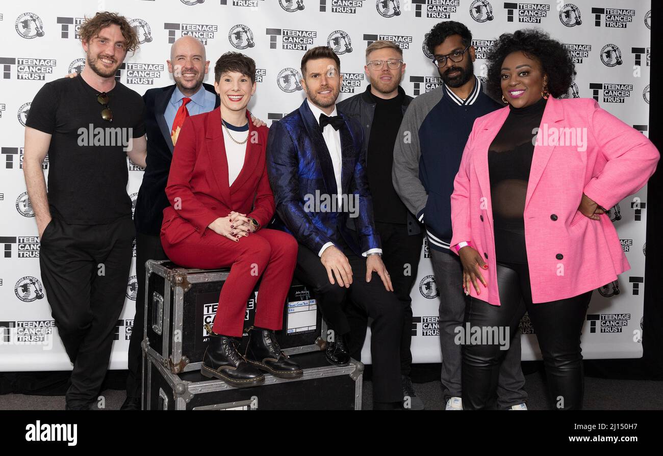 (left to right) Seann Walsh, Tom Allen, Suzi Ruffle, Joel Dommett, Rob ...