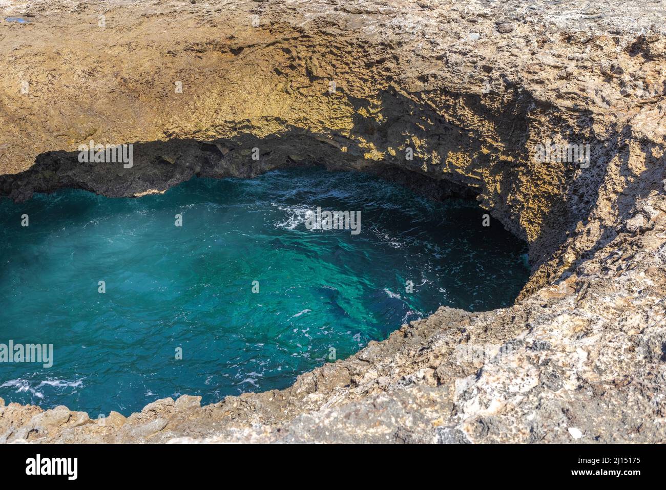 Watamula Hole - natural sight on the island Curacao in the Caribbean ...