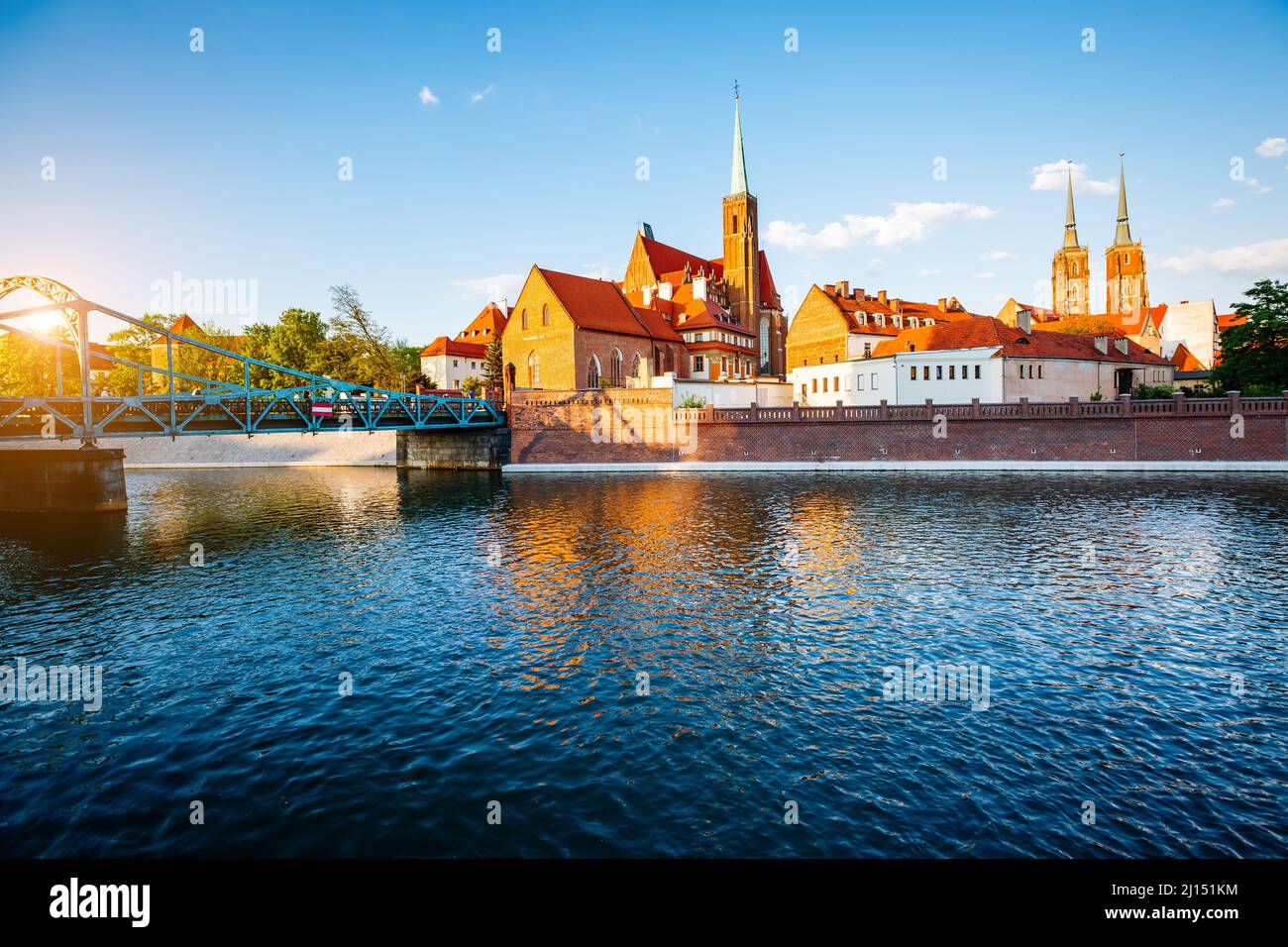 View of the ancient city Wroclaw. Picturesque scene. Location famous ...