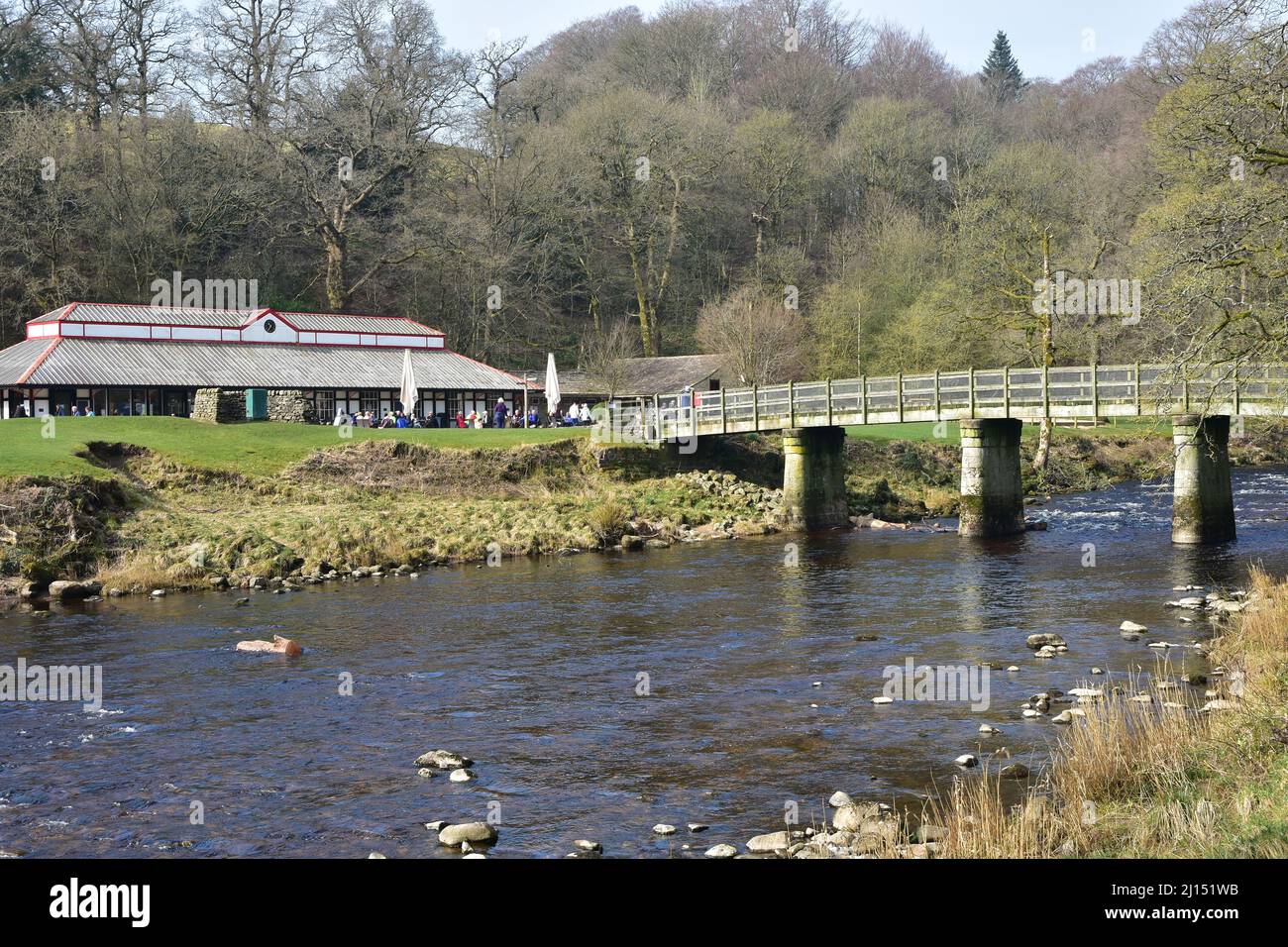 The Cavendish Pavilion and bridge, Bolton Abbey, North Yorkshire Stock ...