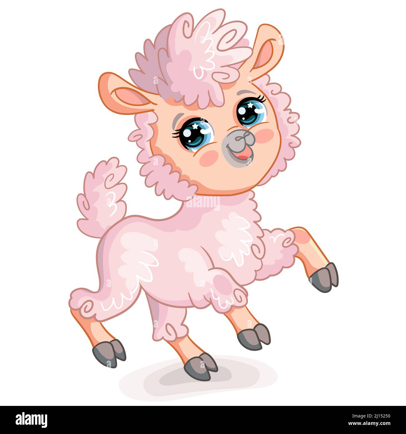 Funny smiling pink llama character. Cute animal in cartoon style ...