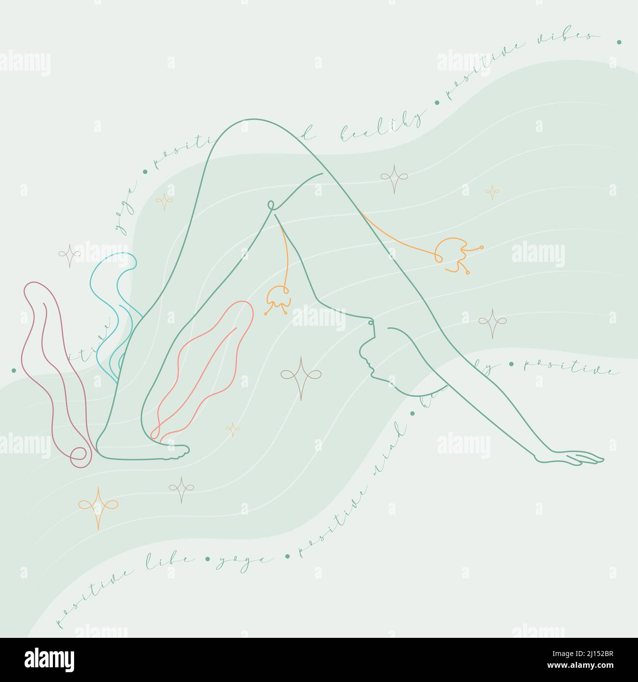 Abstract outline of a stretching girl doing yoga Vector Stock Vector ...