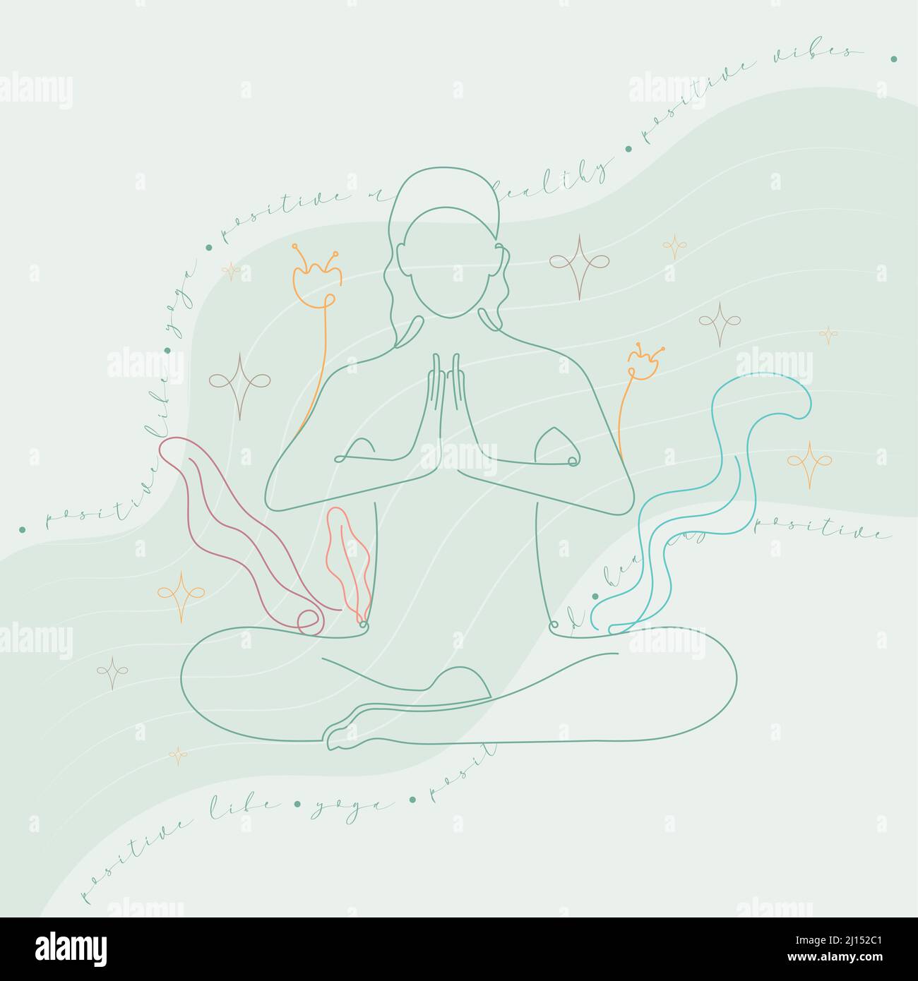 Isolated abstract woman outline doing a peace yoga position Vector ...