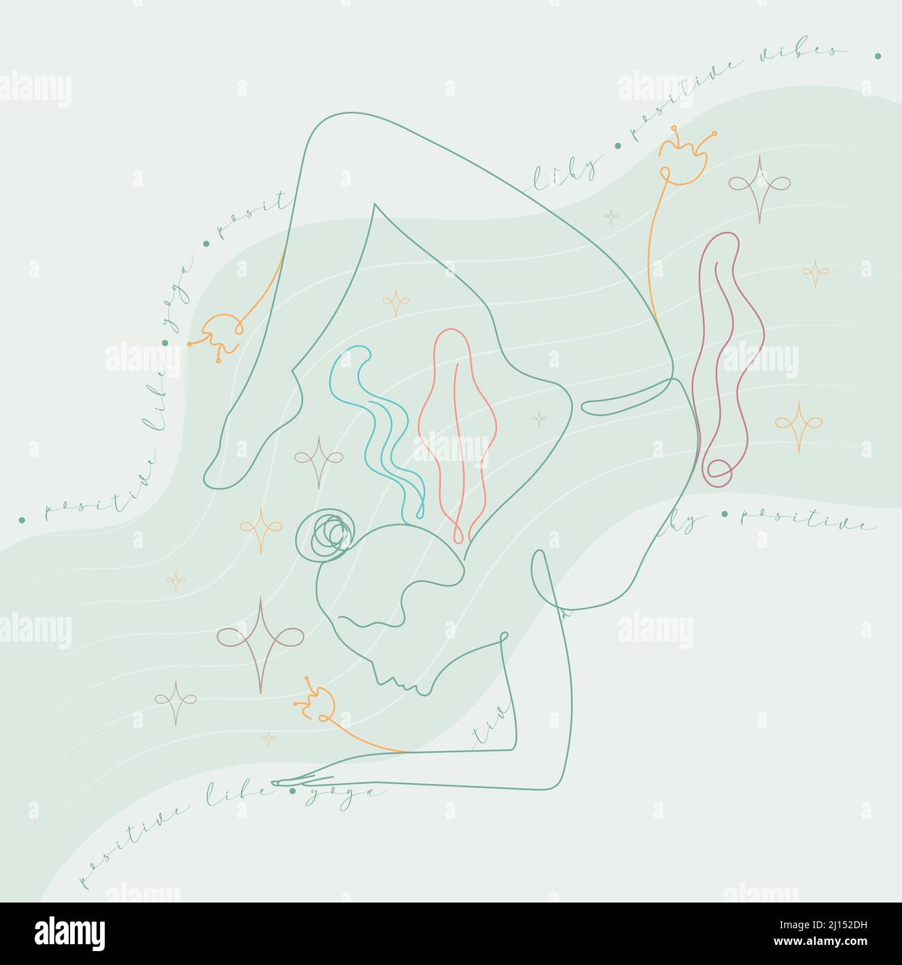 Isolated abstract girl outline stretching with a yoga position Vector ...