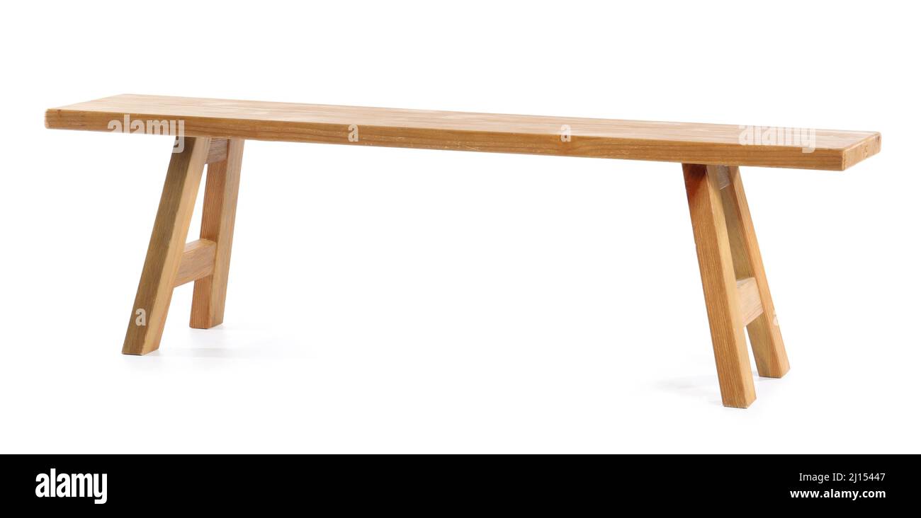 Wooden bench on white background Stock Photo - Alamy