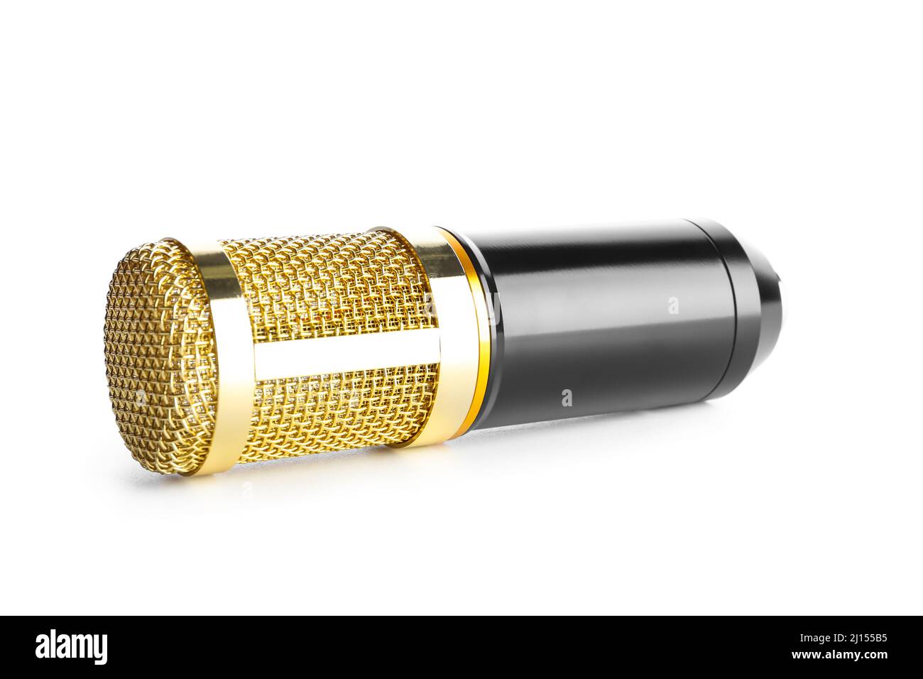 New modern microphone on white background Stock Photo - Alamy