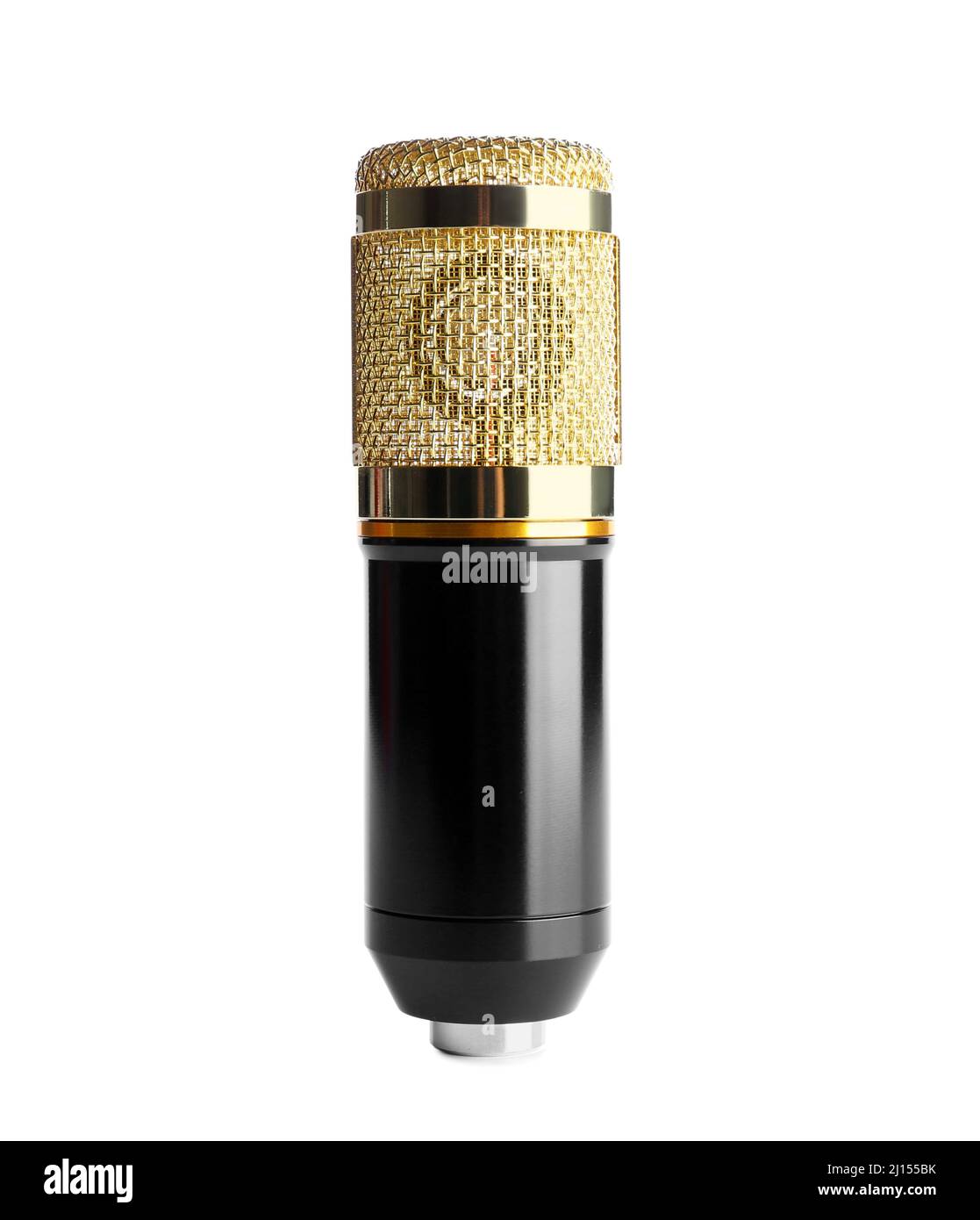 New modern microphone on white background Stock Photo - Alamy