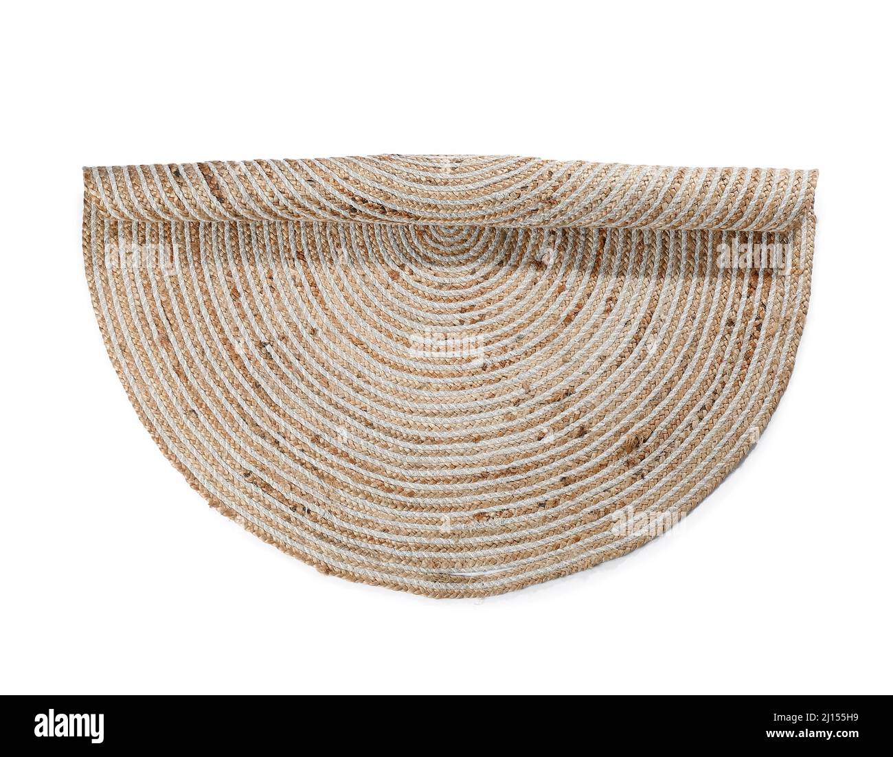 Round wicker carpet on white background Stock Photo - Alamy