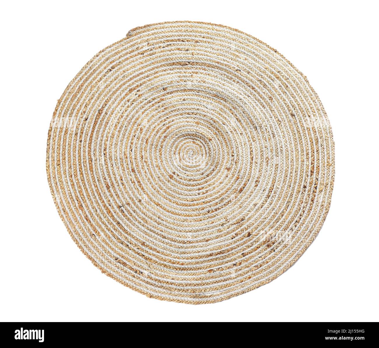 Round wicker carpet on white background Stock Photo - Alamy