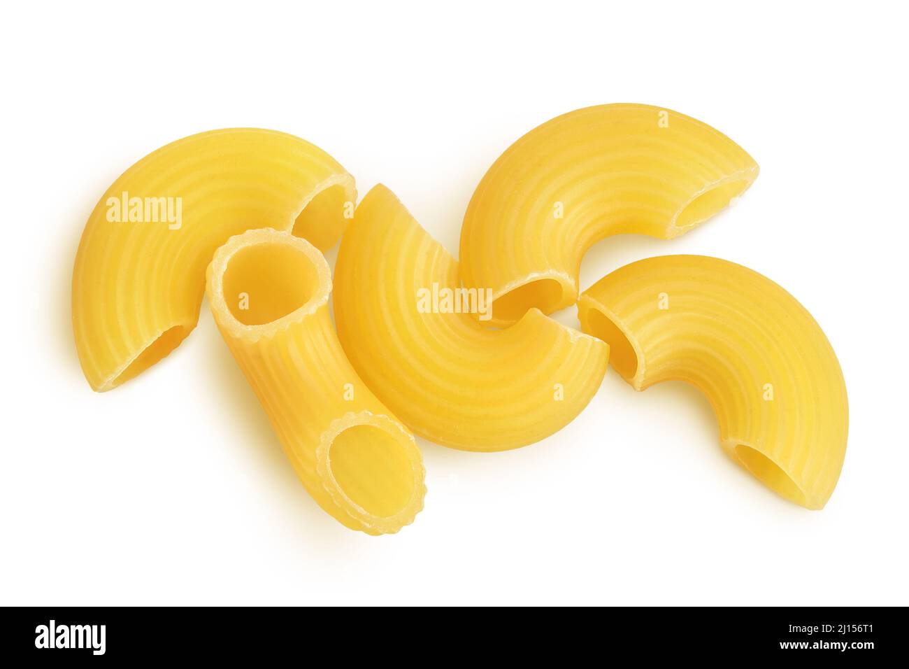 raw macaroni pasta isolated on white background with clipping path and ...
