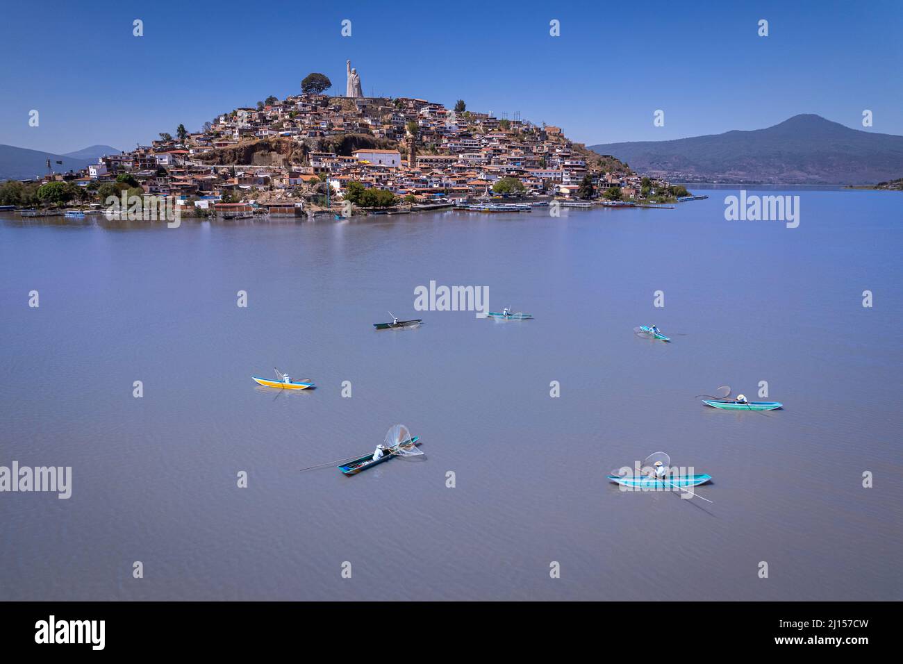 Fishermen with the traditional butterfly nets near the island of ...
