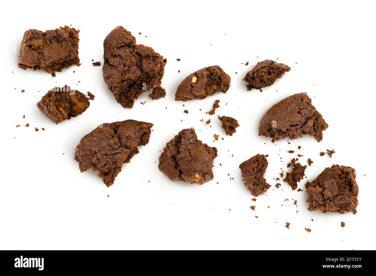 chocolate cookies broken isolated on white background with clipping ...