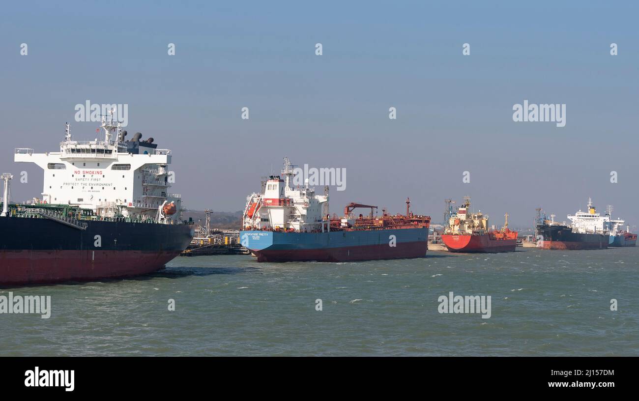 Fawley Refinery, Southampton, England, UK. 2022. Bulk oil and chemical ...