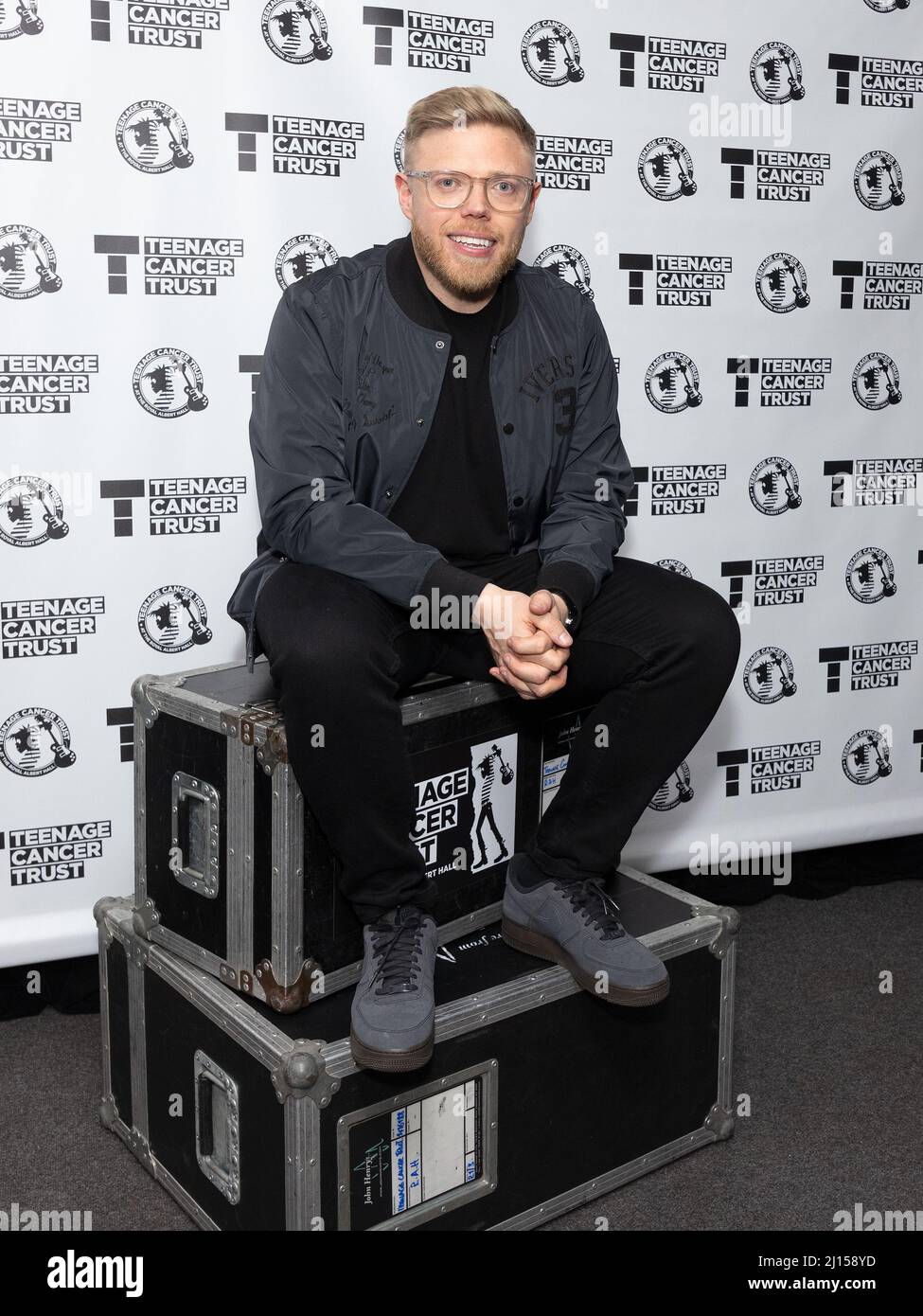 Rob Beckett poses backstage during the Teenage Cancer Trust Concert ...