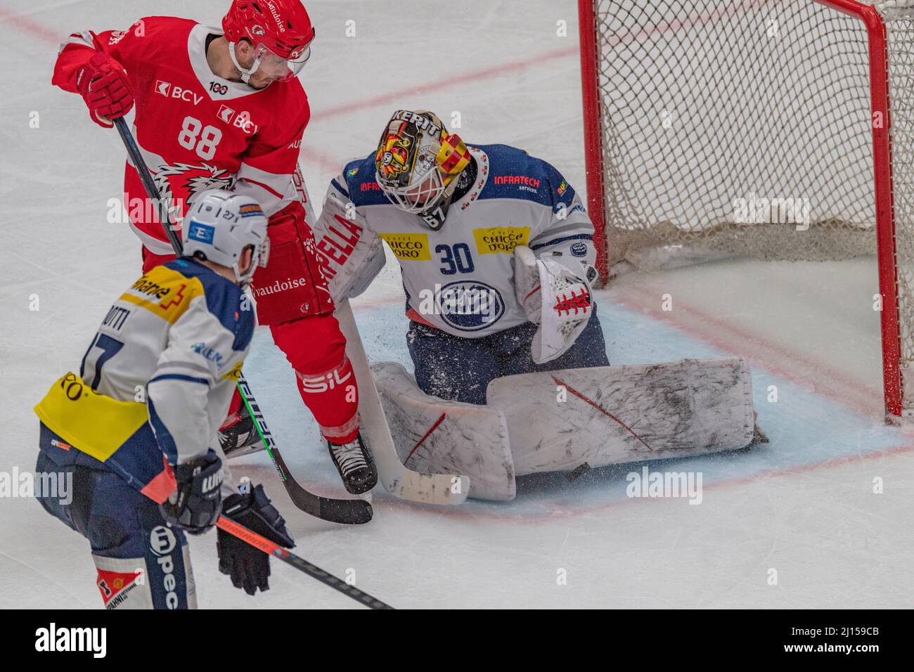 Lausanne, Vaudoise Arena, Switzerland. 22nd Mar, 2022: Janne Juvonen ...