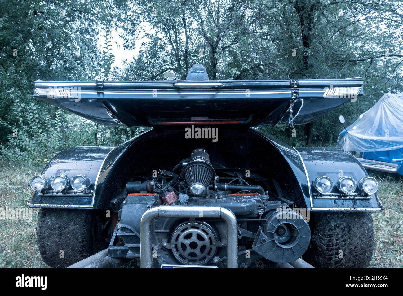 Motor in a motorcycle. Back view. Tinting Stock Photo - Alamy