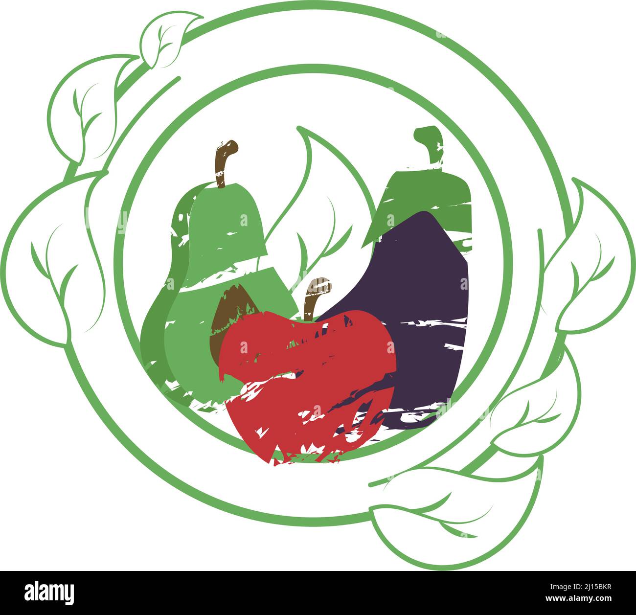 Isolated green label with fruits and vegetables Vector Stock Vector ...