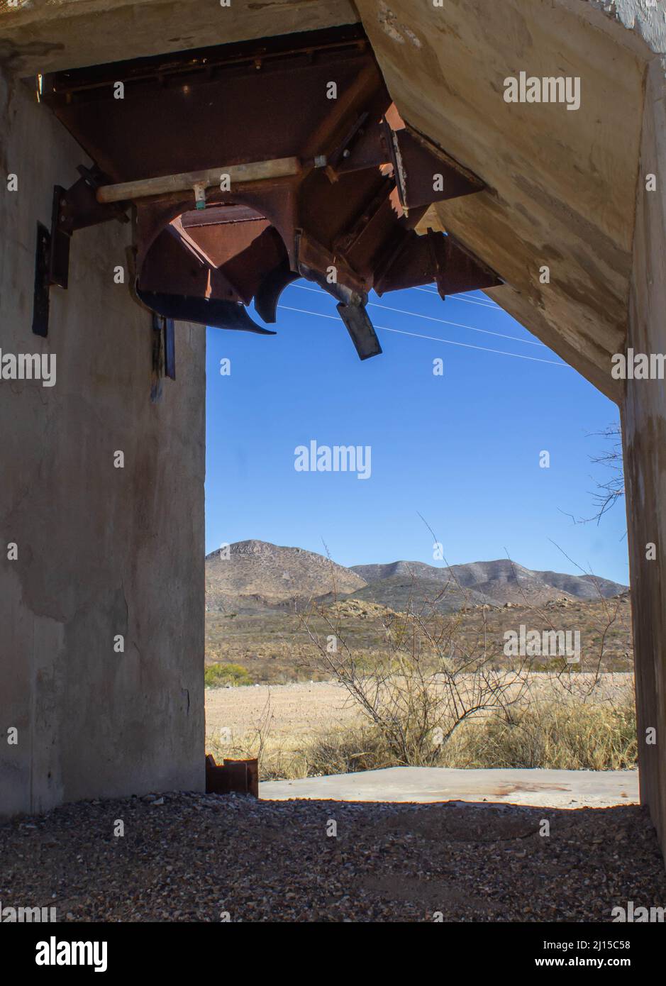 Abandoned mining chute and foundation near Tombstone, AZ Stock Photo ...