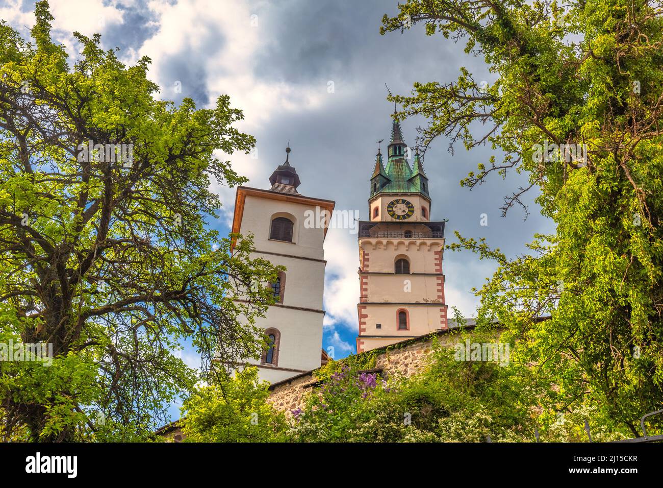 Towers of Town castle in Kremnica, important medieval mining town ...