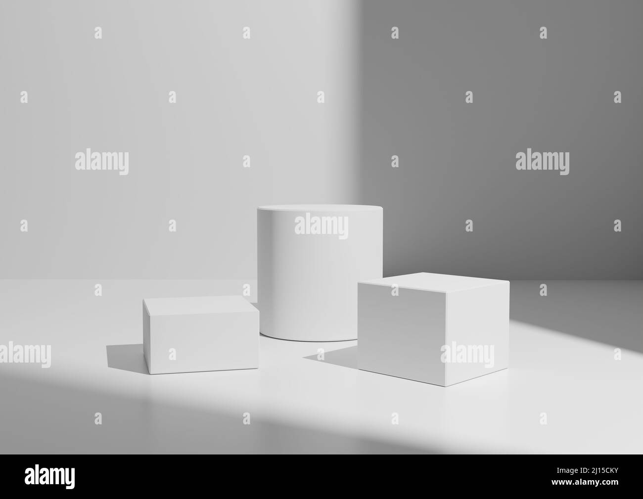 Simple Minimal White or Light Gray Three Podium or Stand Composition ...
