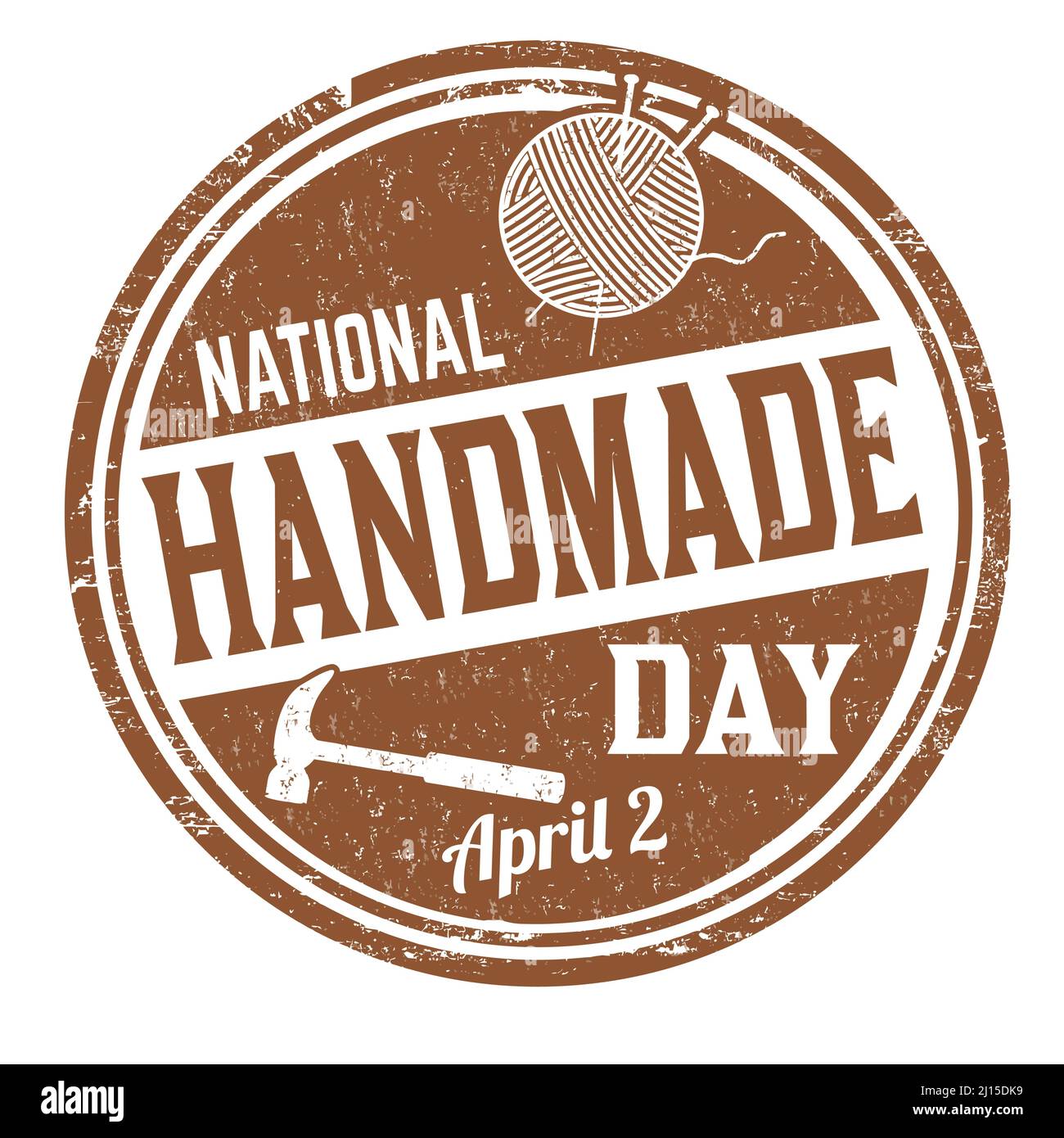 National handmade day grunge rubber stamp on white background, vector ...