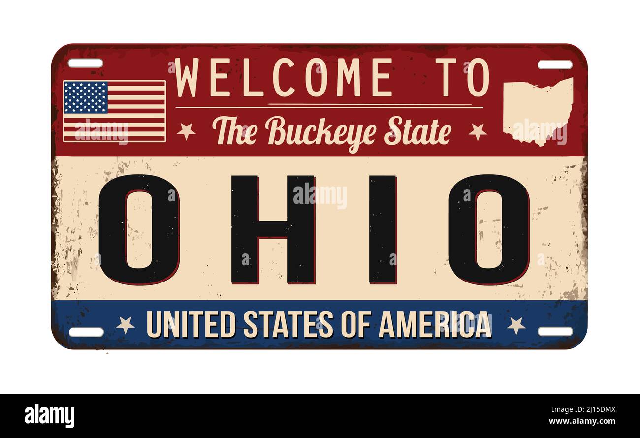 Welcome to Ohio vintage rusty license plate on a white background ...