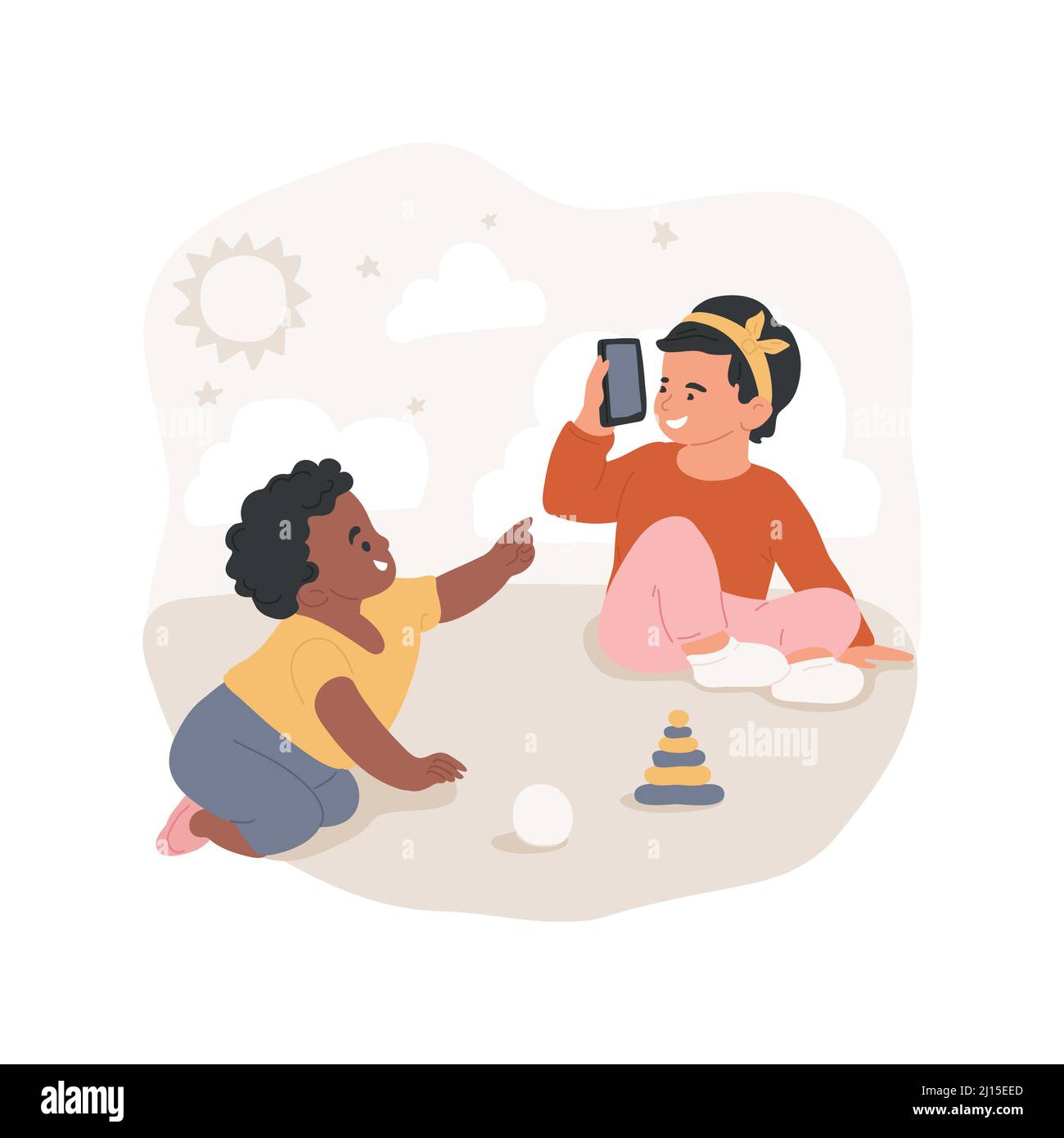 Real-world play isolated cartoon vector illustration. Toddlers play ...