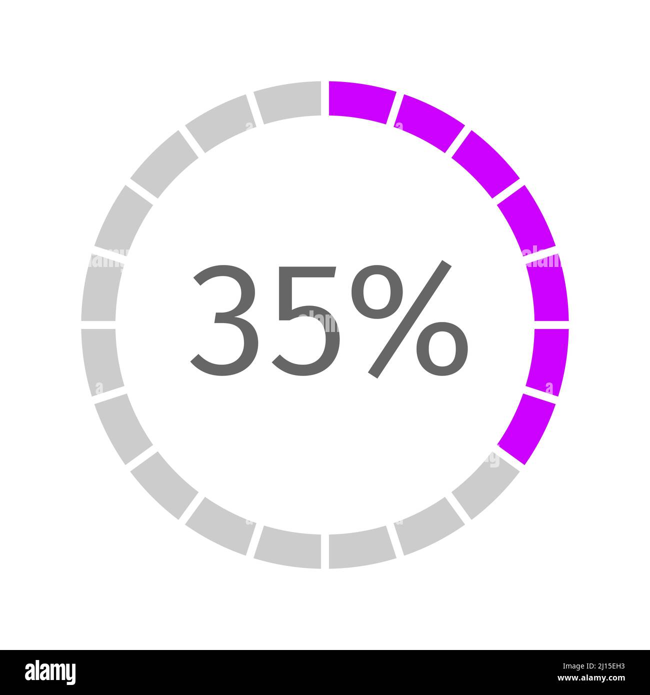 35 percent filled round loading bar segmented on sectors from 1 to 20 ...