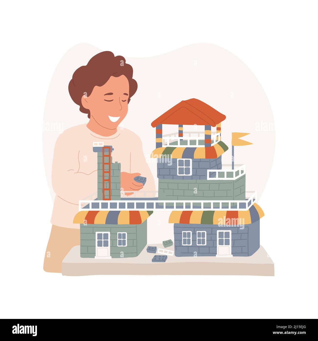 Playing construction game isolated cartoon vector illustration ...