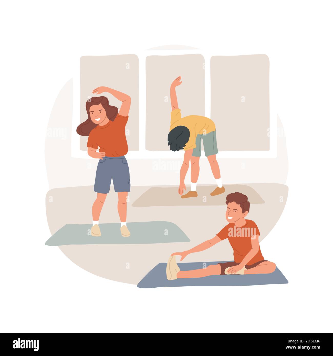 Classroom fitness isolated cartoon vector illustration. Doing morning ...