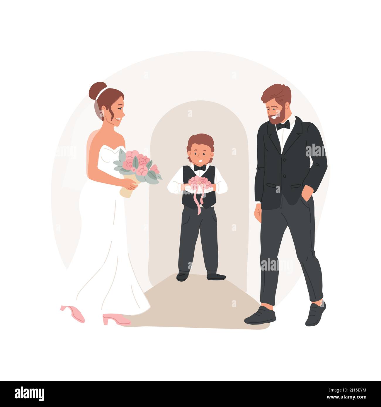 Ring bearer isolated cartoon vector illustration. Cute boy carry rings ...