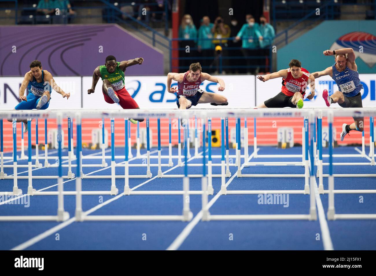 Belgrade, Serbia, 19th March 2022. Steven bastion of USA, Andri ...