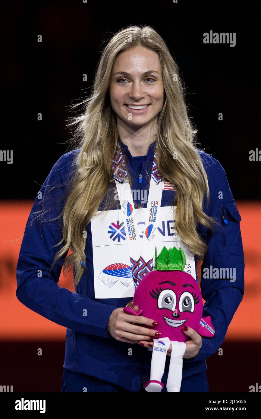 Belgrade, Serbia, 19th March 2022. Marybeth Sant-Price of USA posing ...