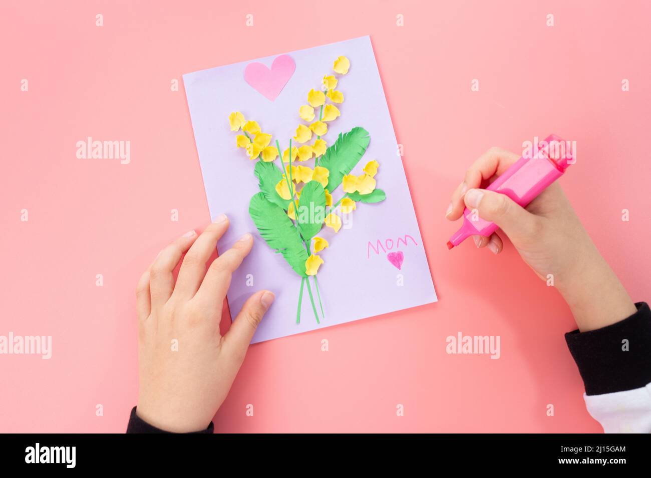 DIY, spring holiday craft activity for kids, paper flowers postcard ...