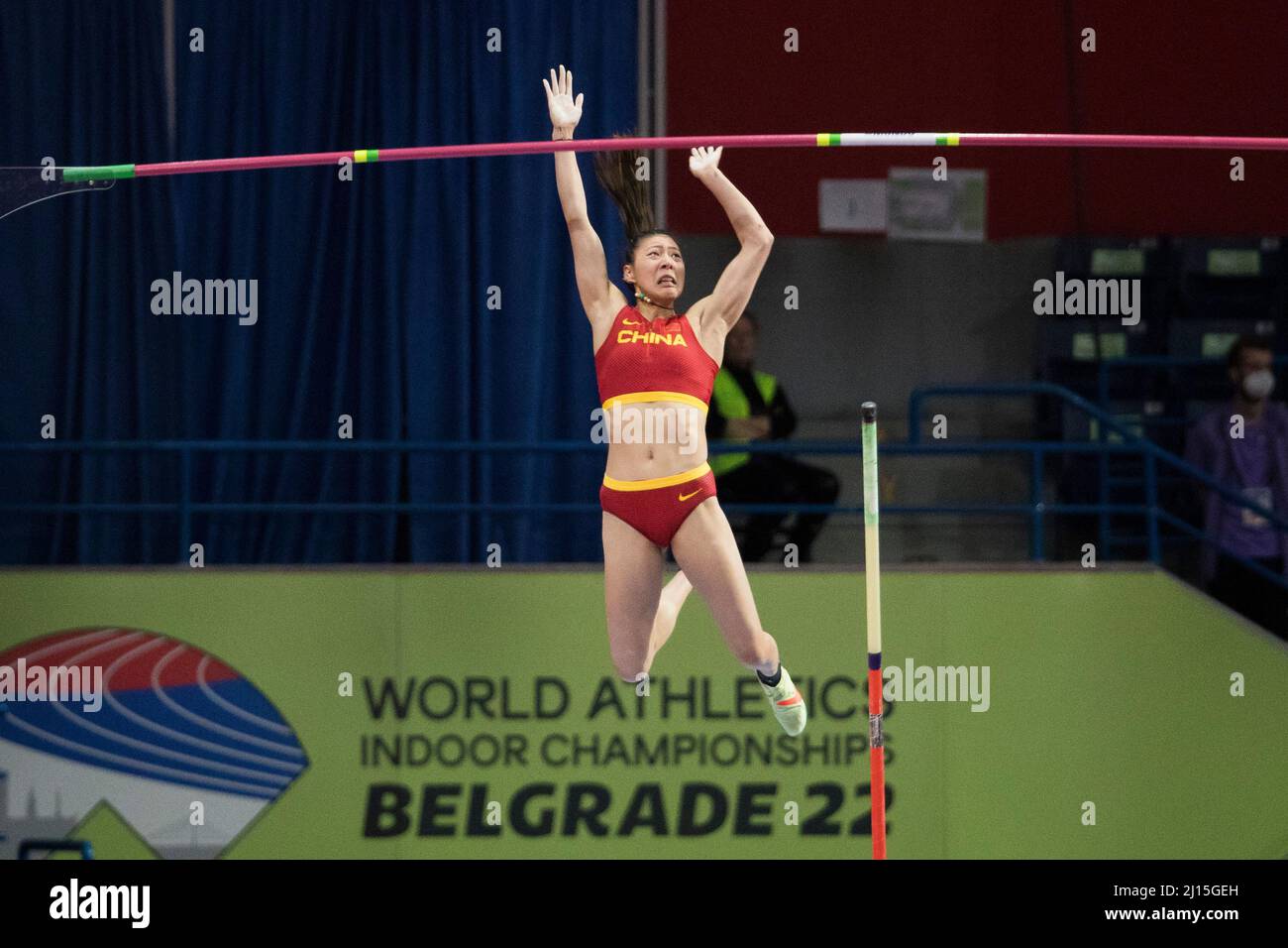 Belgrade, Serbia, 19th March 2022. Huiqin Xu of China competes during ...