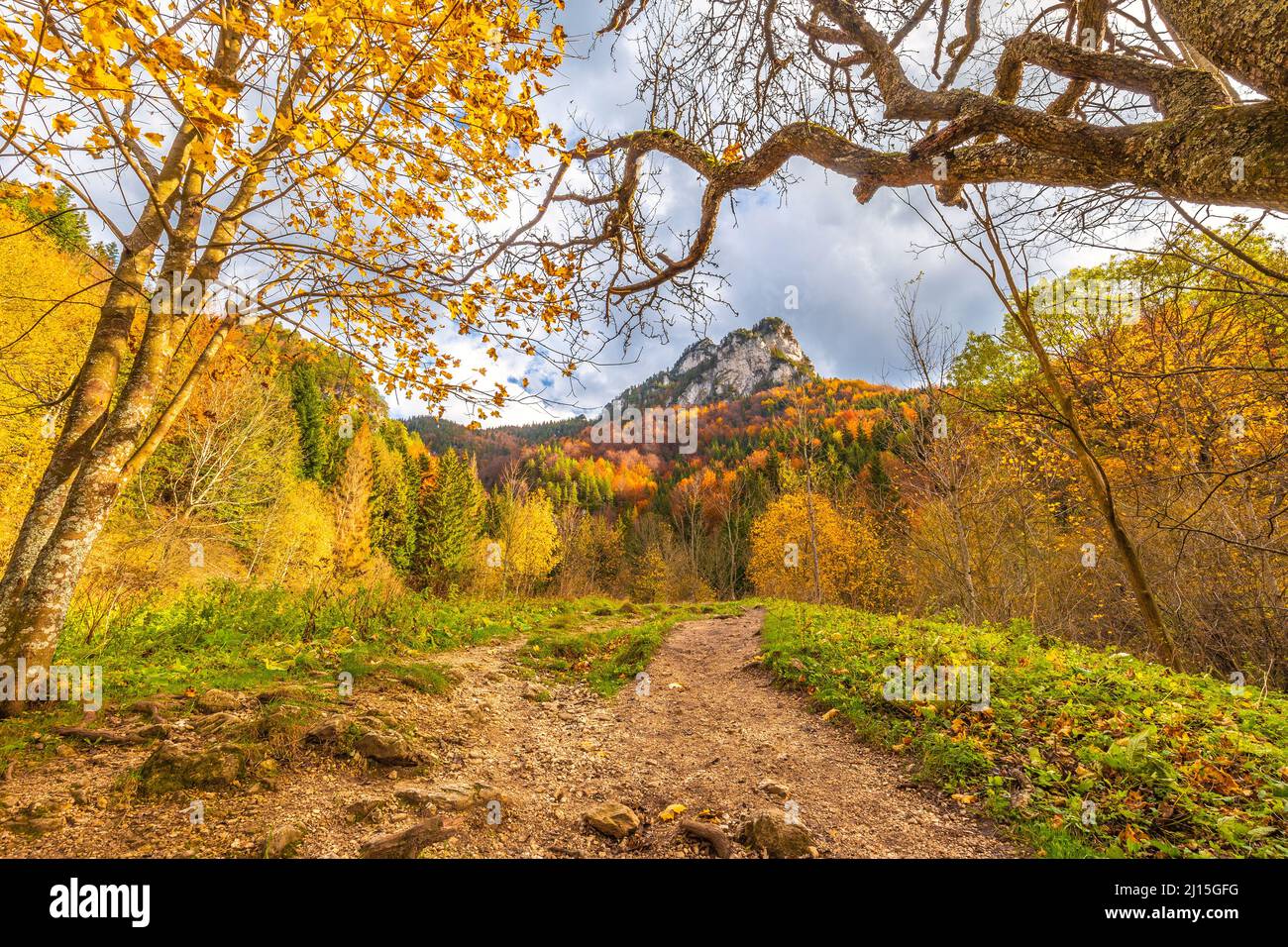 Mountain valley landscape in autumn. The Vratna valley in Mala Fatra ...