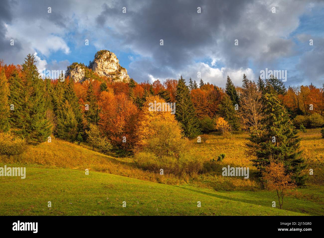 Mountain valley landscape in autumn. The Vratna valley in Mala Fatra ...