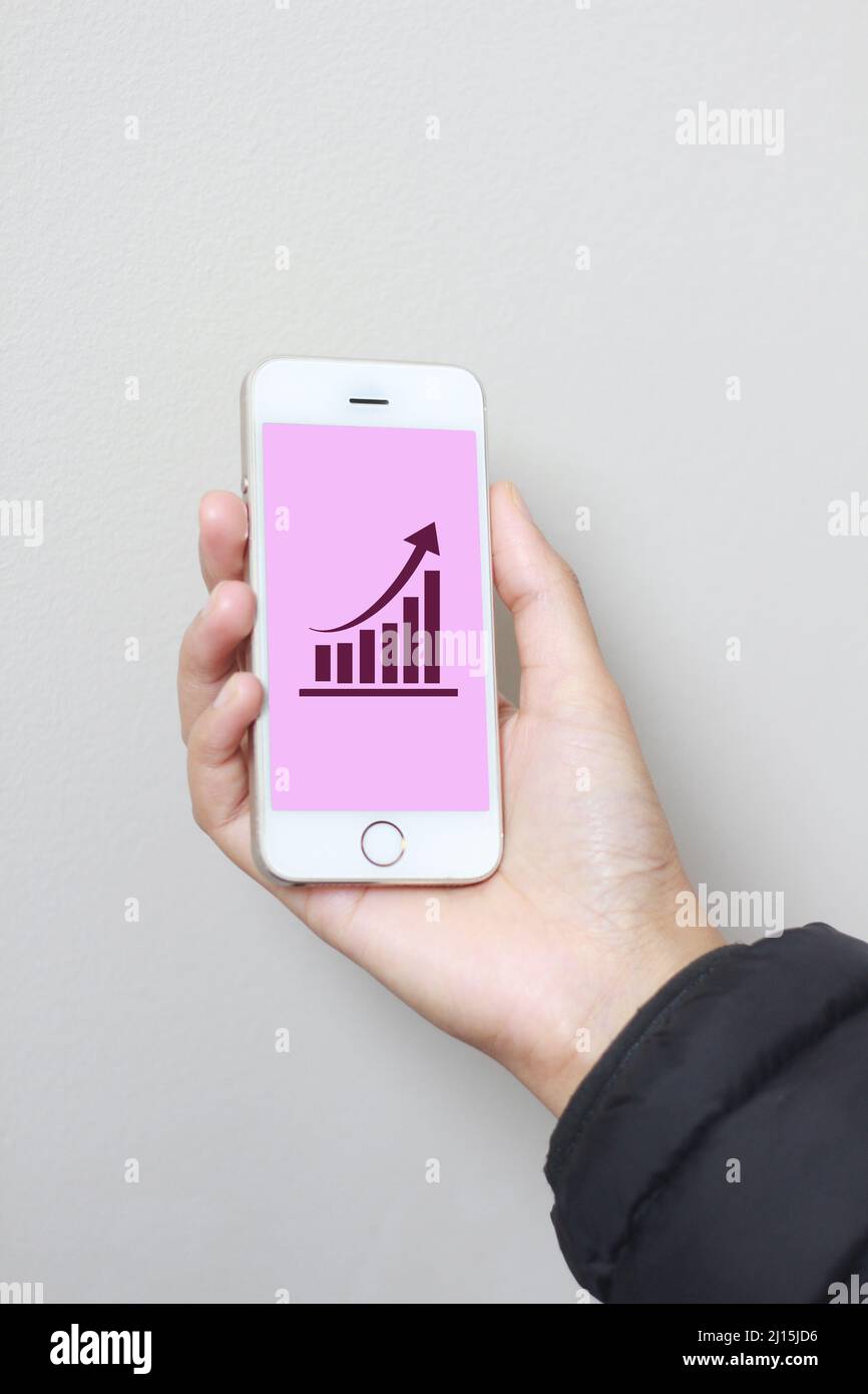 increase chart screen on phone Stock Photo - Alamy