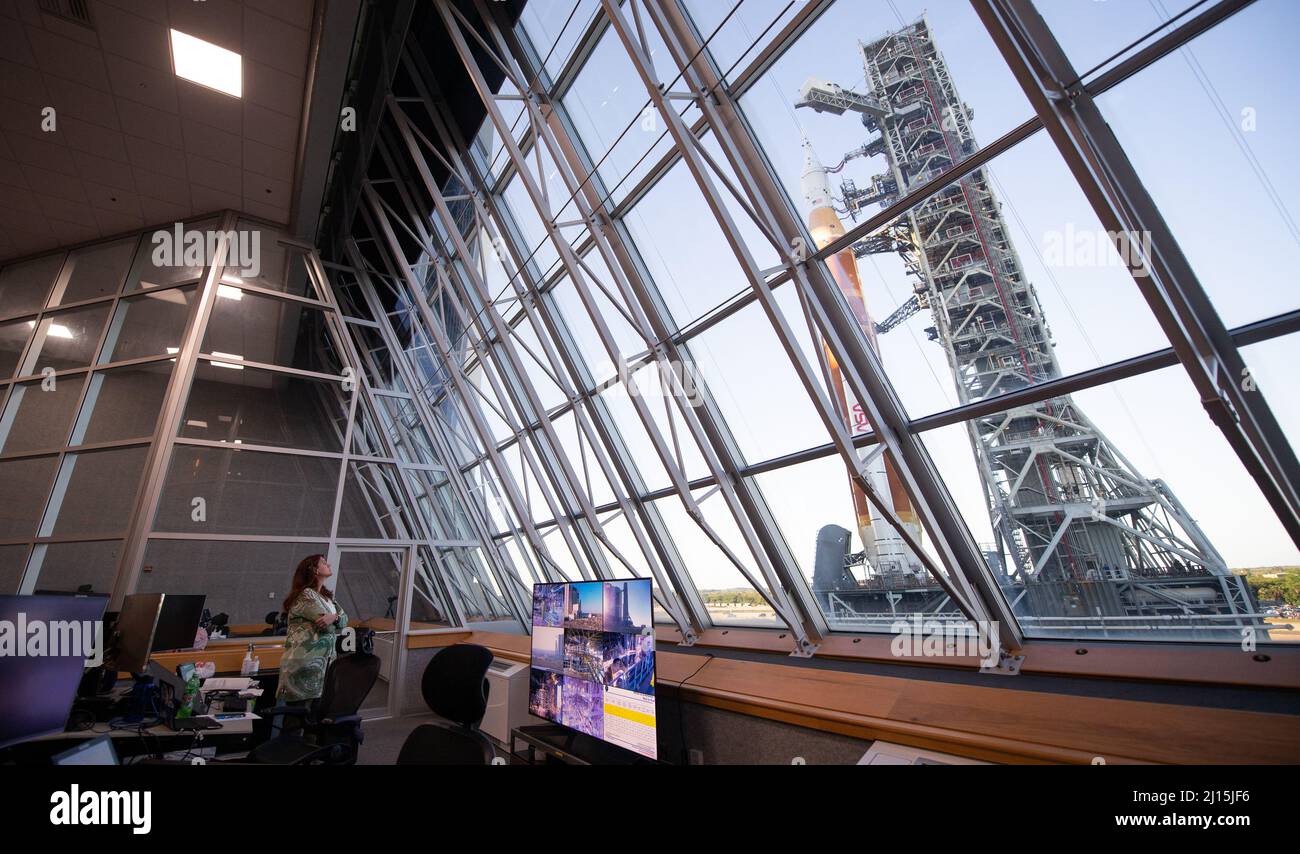 Charlie Blackwell-Thompson, Artemis I launch director, looks out the ...